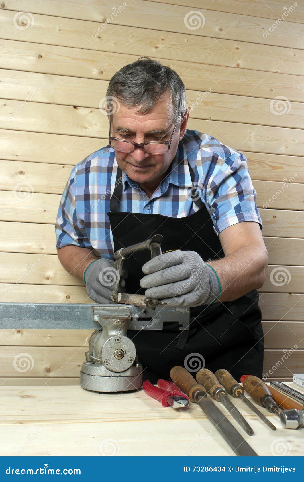 Senior Carpenter Working in His Workshop Stock Photo - Image of ...