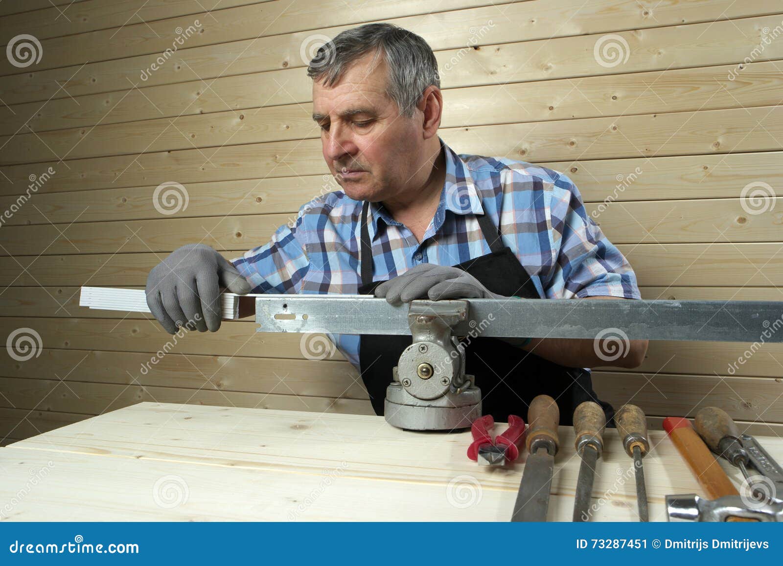Senior Carpenter Working in His Workshop Stock Image - Image of craft ...