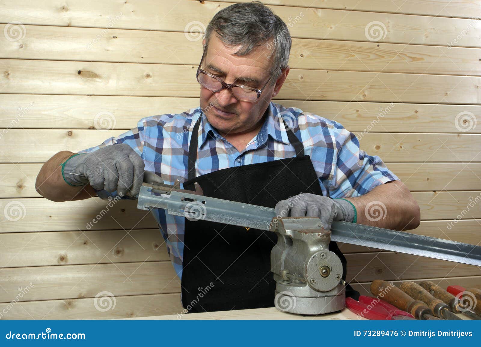 Senior Carpenter Working in His Workshop Stock Photo - Image of ...