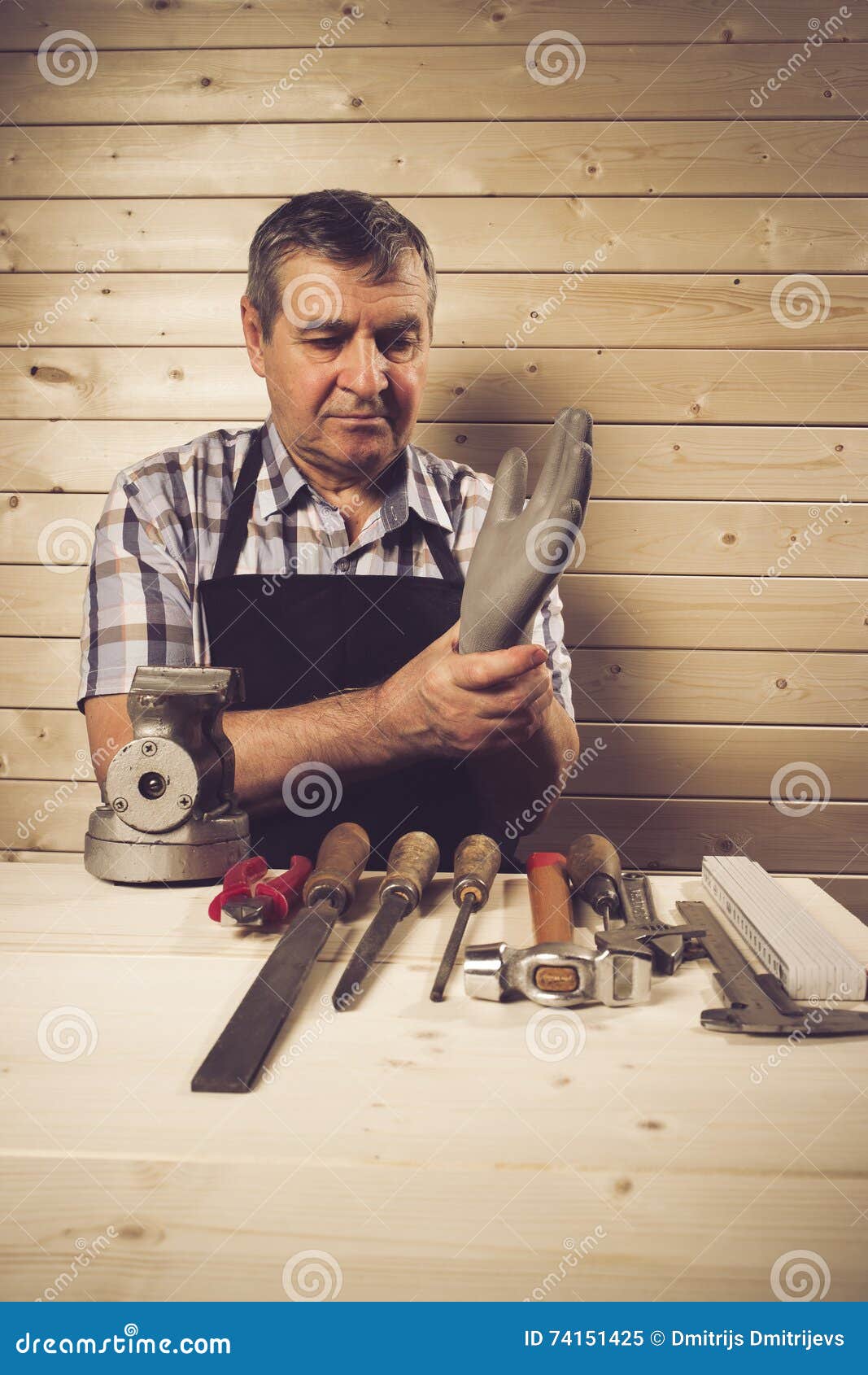 Senior Carpenter Working in His Workshop Stock Image - Image of mark ...