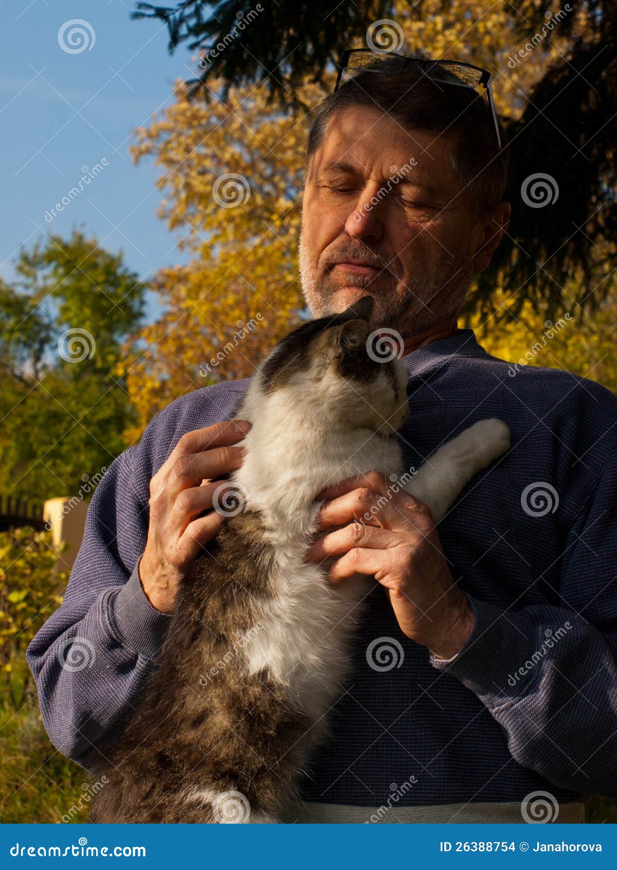 Senior with a cat stock photo. Image of adult, aged, hairy - 26388754