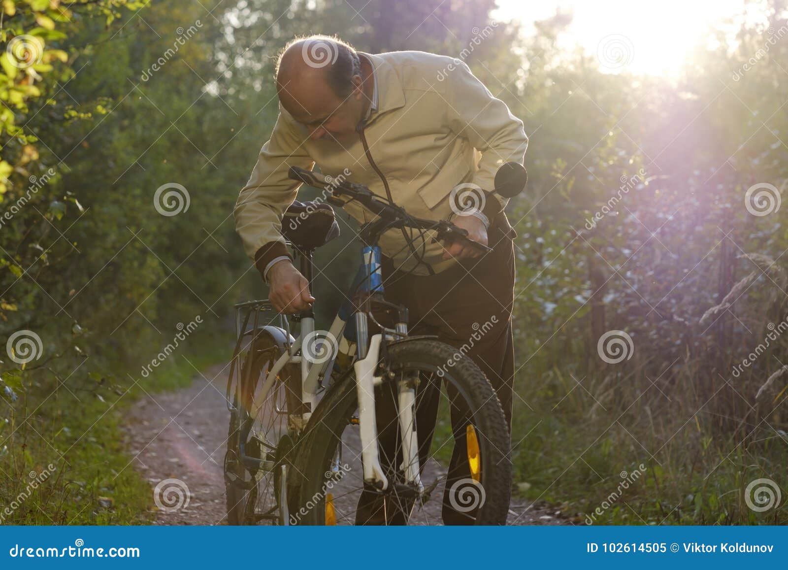 Senior Man on Cycle Ride in Countryside Stock Image - Image of happy ...