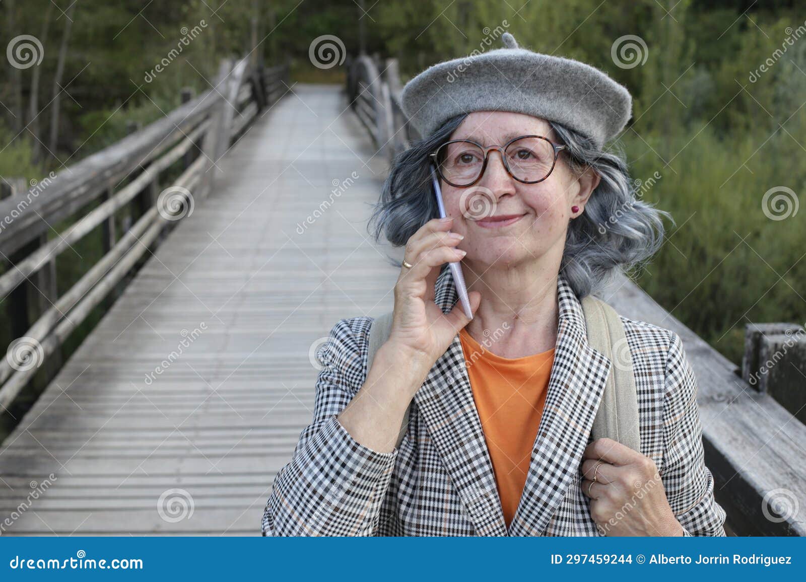 Senior Caucasian Woman Using Her Roaming Service Stock Photo - Image of ...