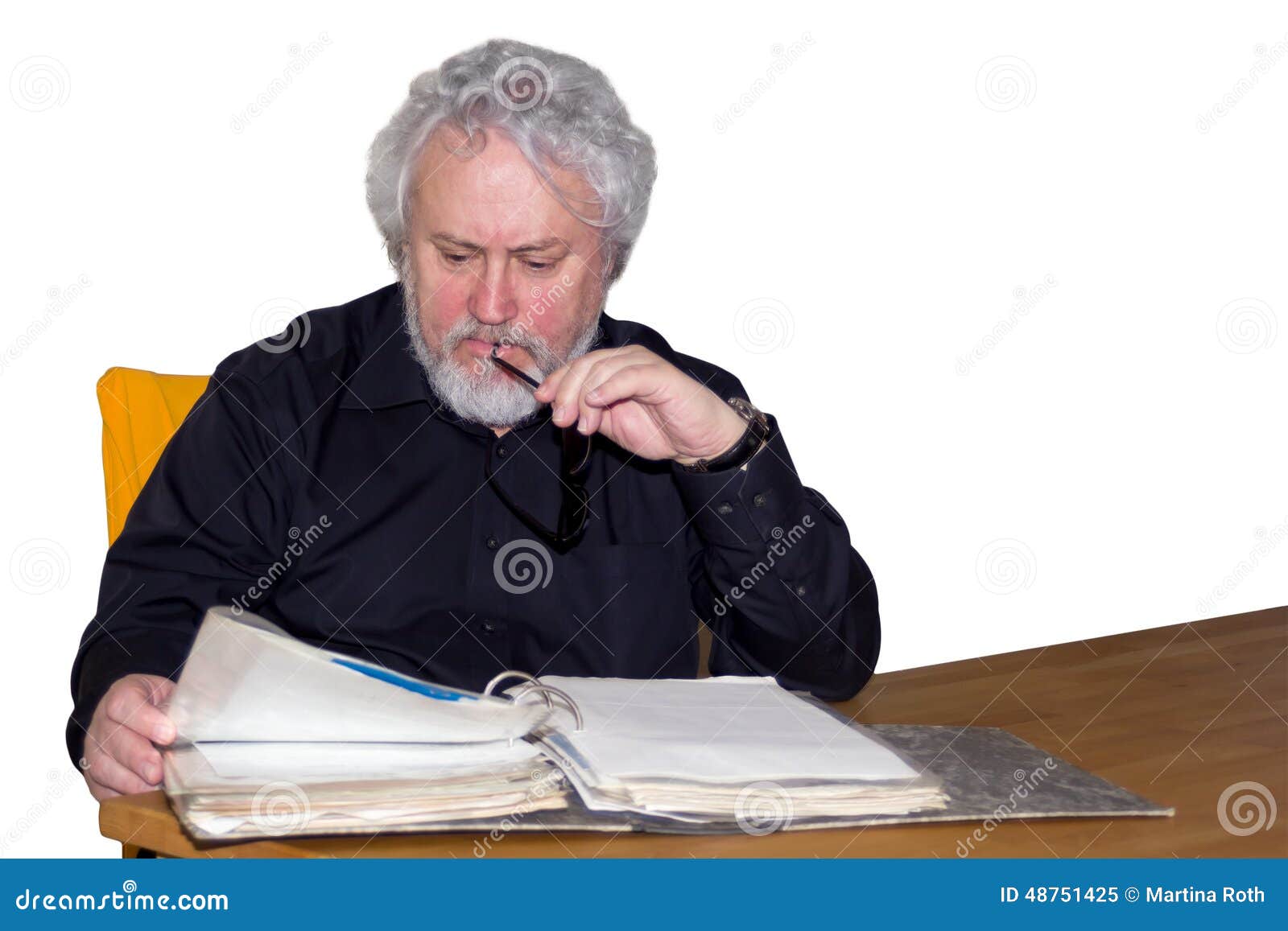 Senior is Checking Some Papers Stock Image - Image of background ...
