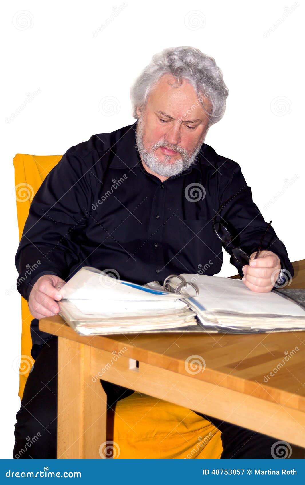 Senior is Checking Some Papers Stock Image - Image of office, male ...