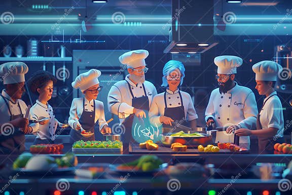 Senior Chef Teaching Cooking Class with Trainee Explaining Technique ...