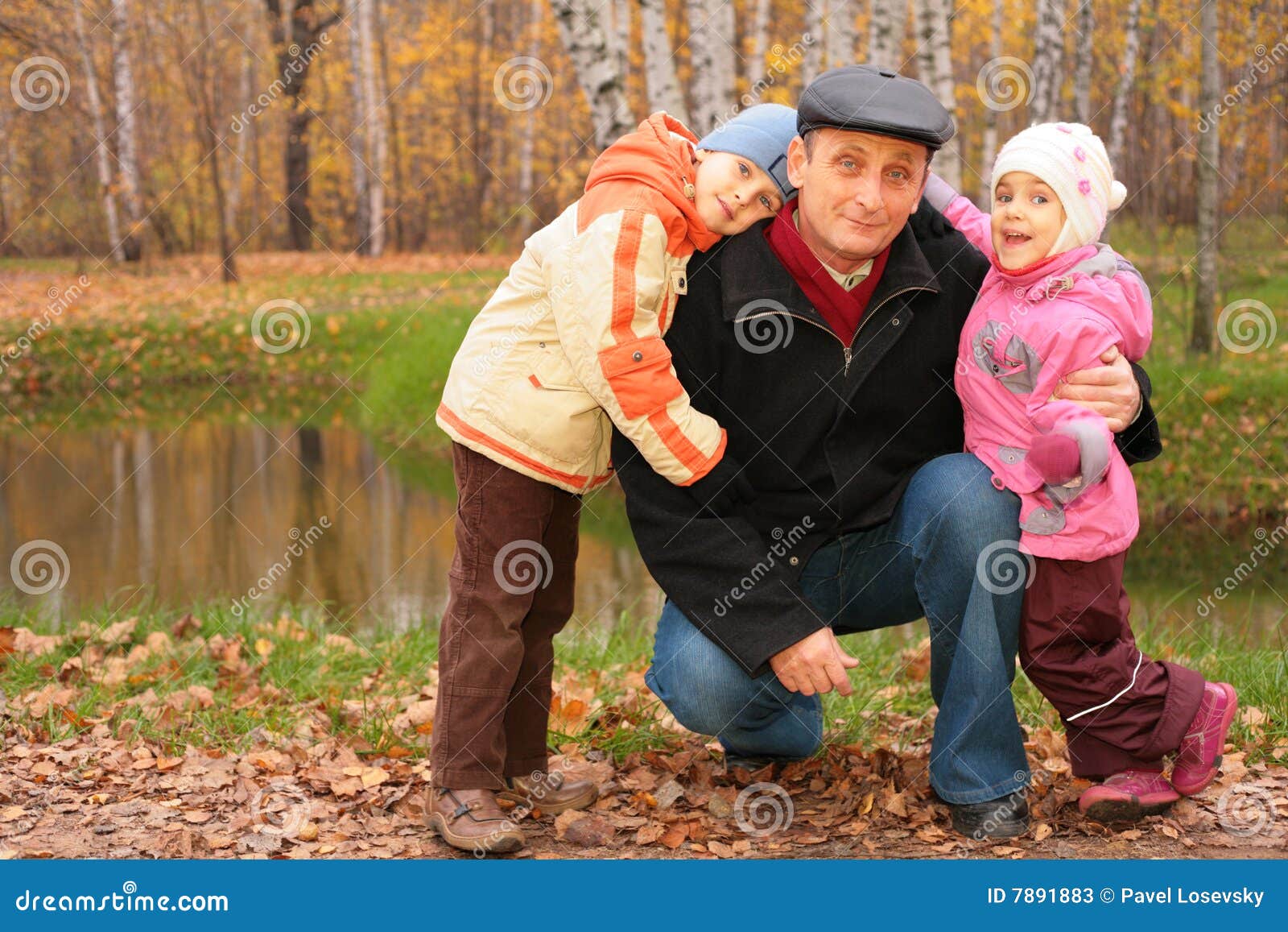 Senior with Children on Walk Stock Image - Image of nature, brother ...