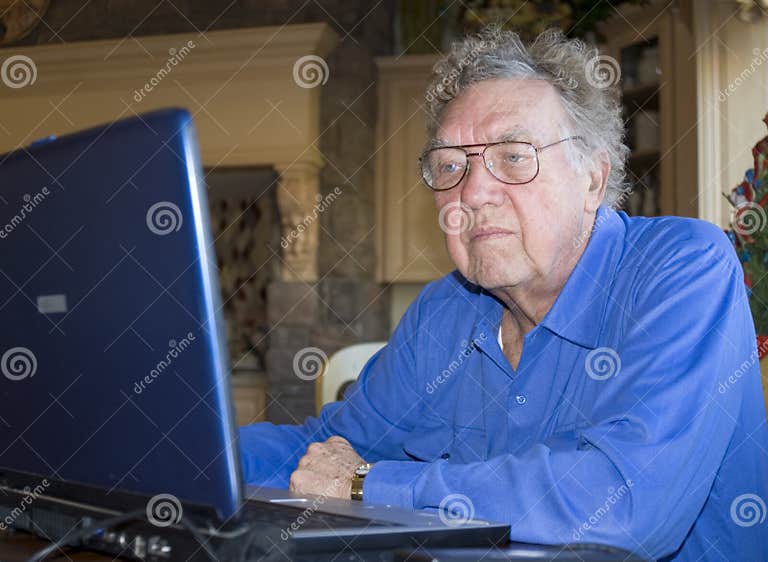 Senior citizen on computer stock image. Image of instructor - 2245705