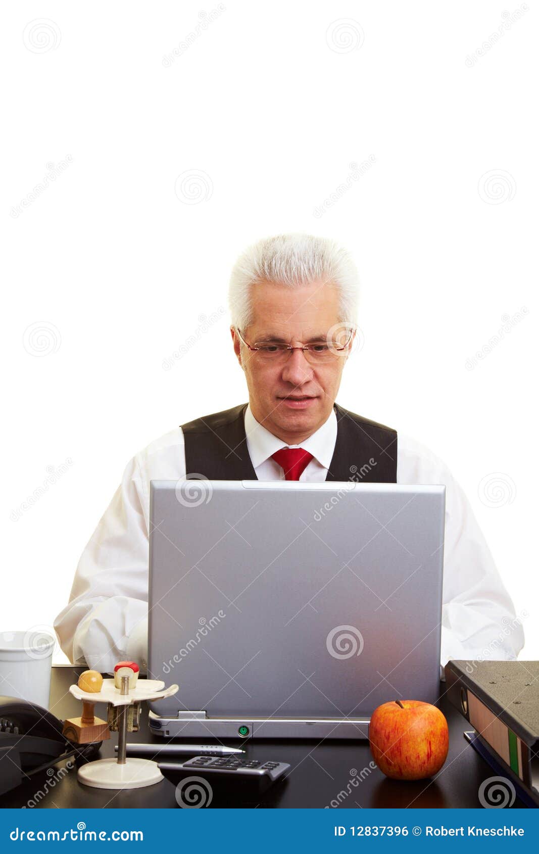 Senior citizen with laptop stock photo. Image of administration - 12837396