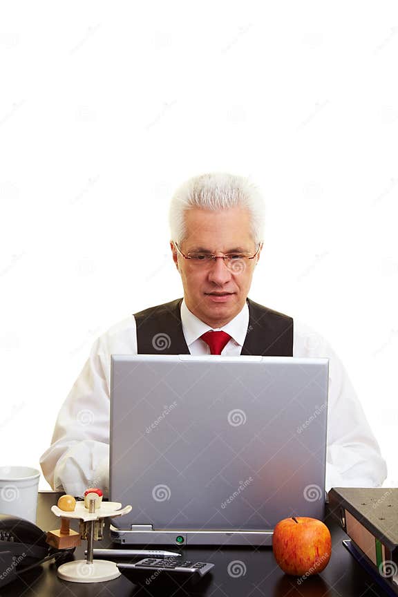 Senior citizen with laptop stock photo. Image of administration - 12837396