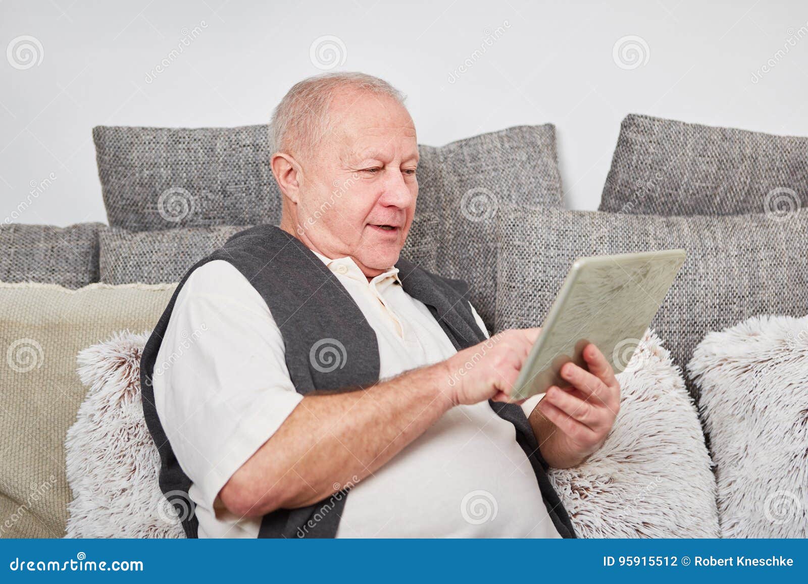 Senior Citizen with Tablet Computer Stock Photo - Image of chat ...