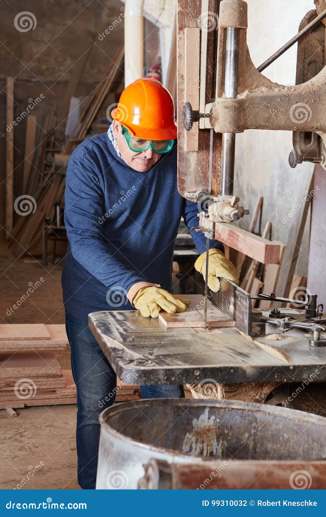 Senior Citizen Using Band Saw Stock Photo - Image of builder, collar ...