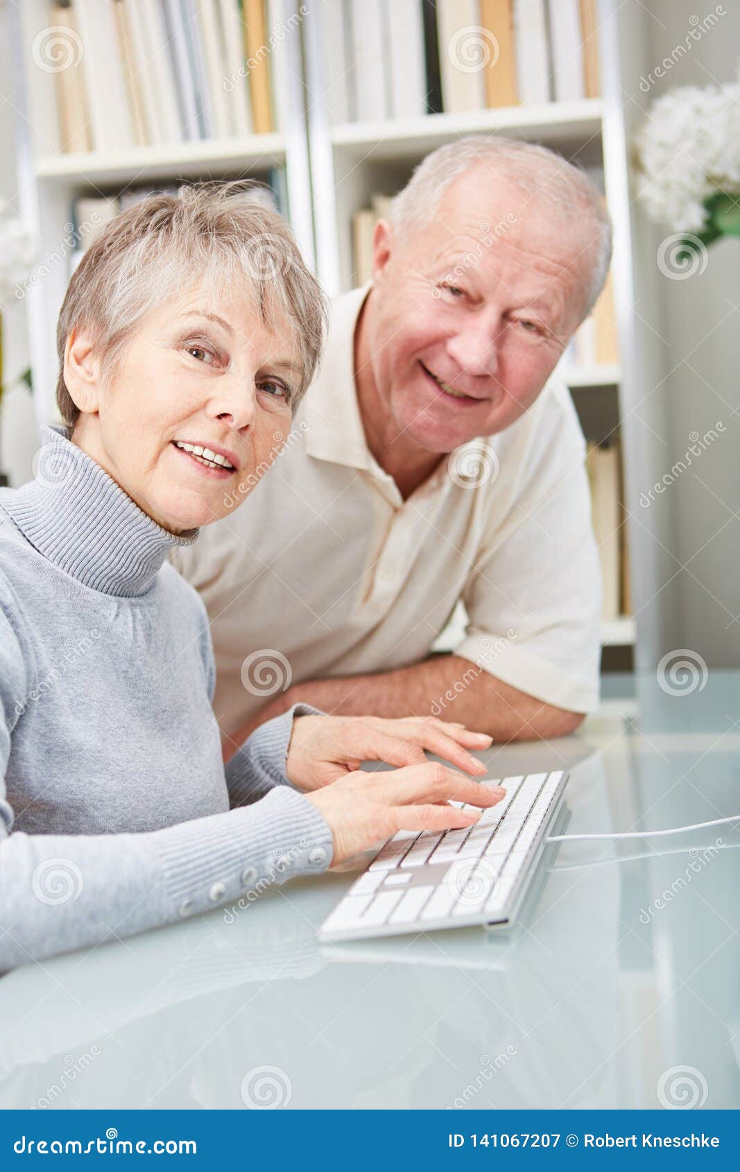 Senior Citizens As a Couple with Computer Stock Image - Image of women ...