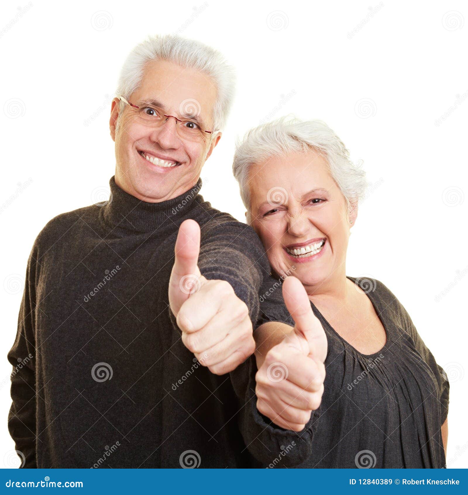 Senior Citizens Holding Thumbs Up Stock Image - Image of praise, gray ...