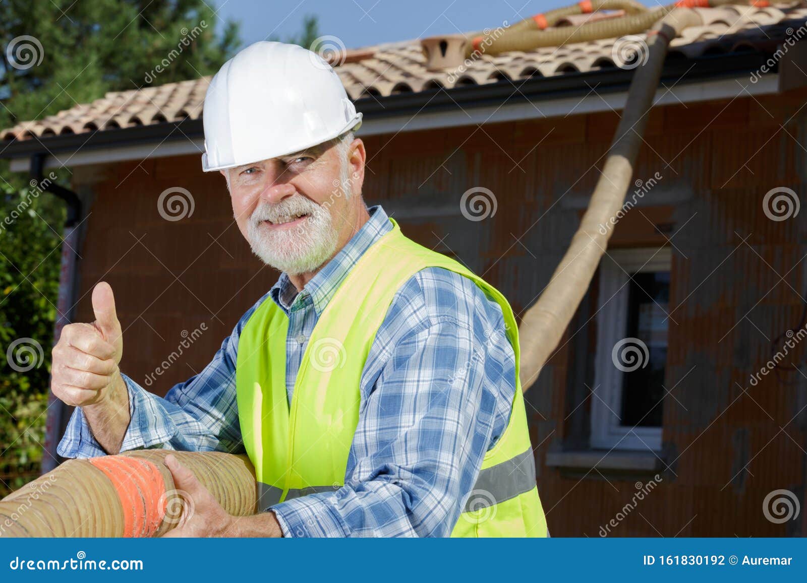 Senior Construction Manager Showing Thumbs Up Stock Photo - Image of ...
