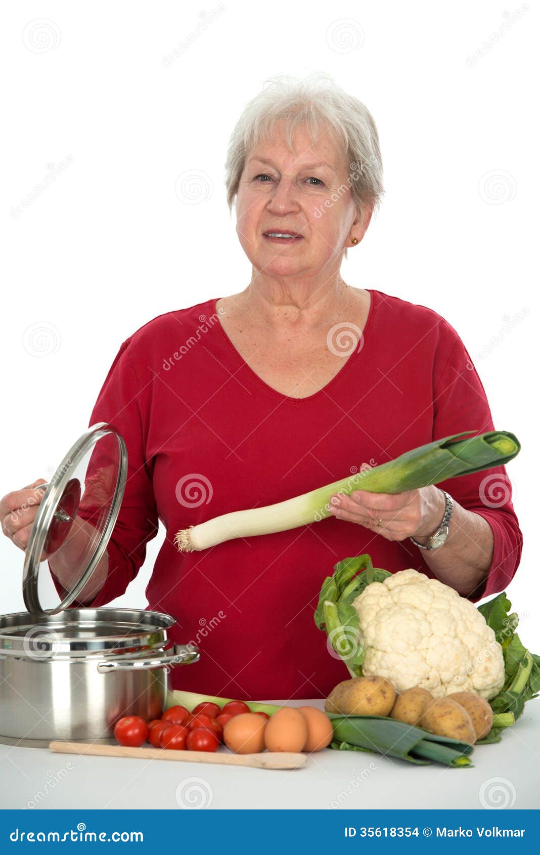Senior is cooking stock photo. Image of cauliflower, dinner - 35618354