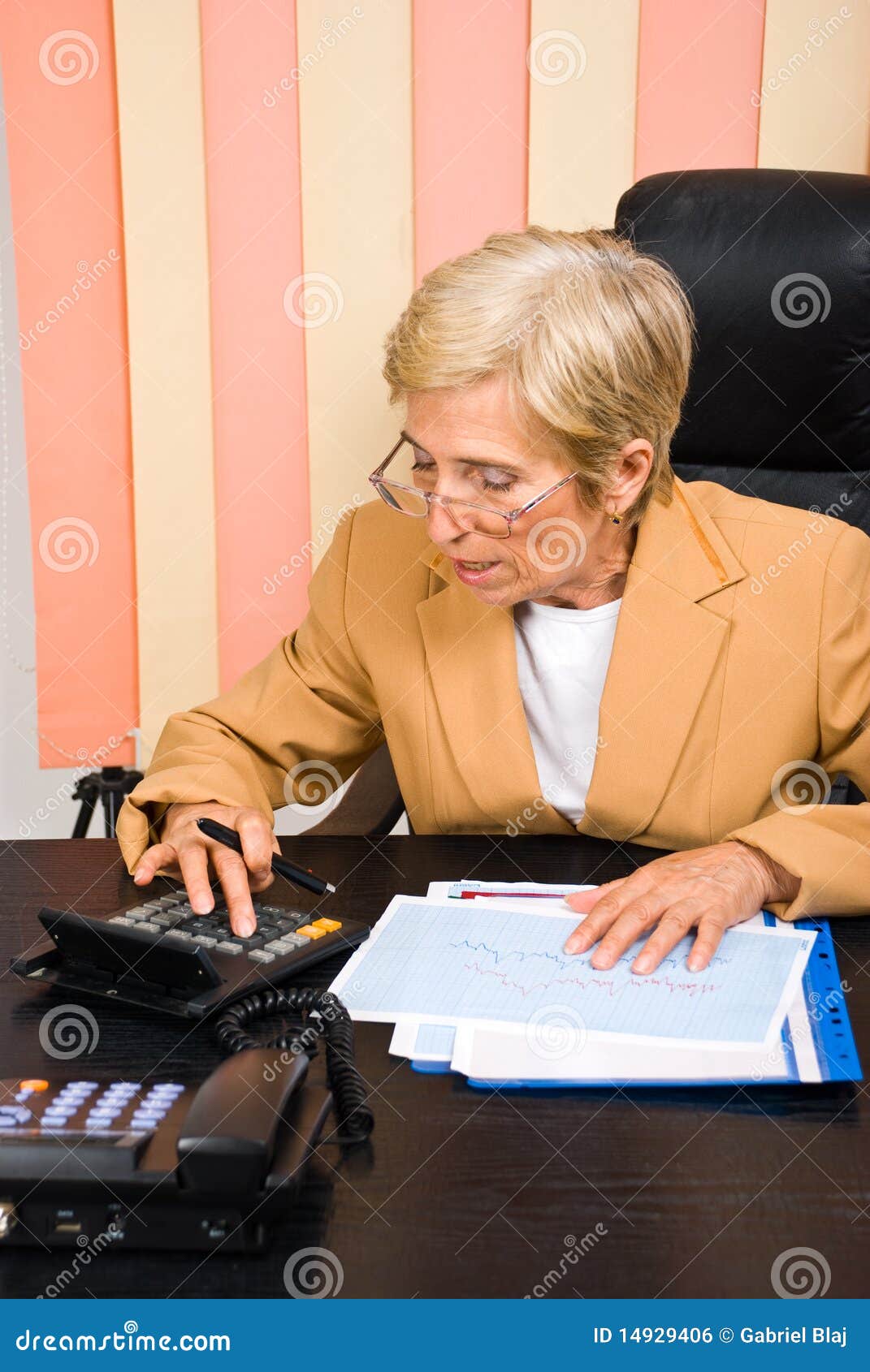Senior Corporate Woman Making Calculations Stock Photo - Image of ...