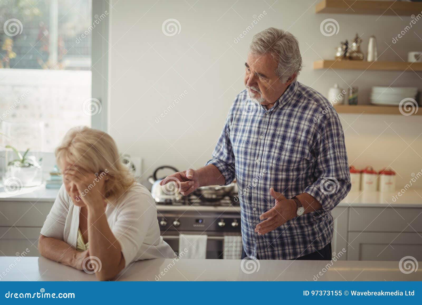 Senior Couple Arguing in Kitchen Stock Image - Image of disagreement ...