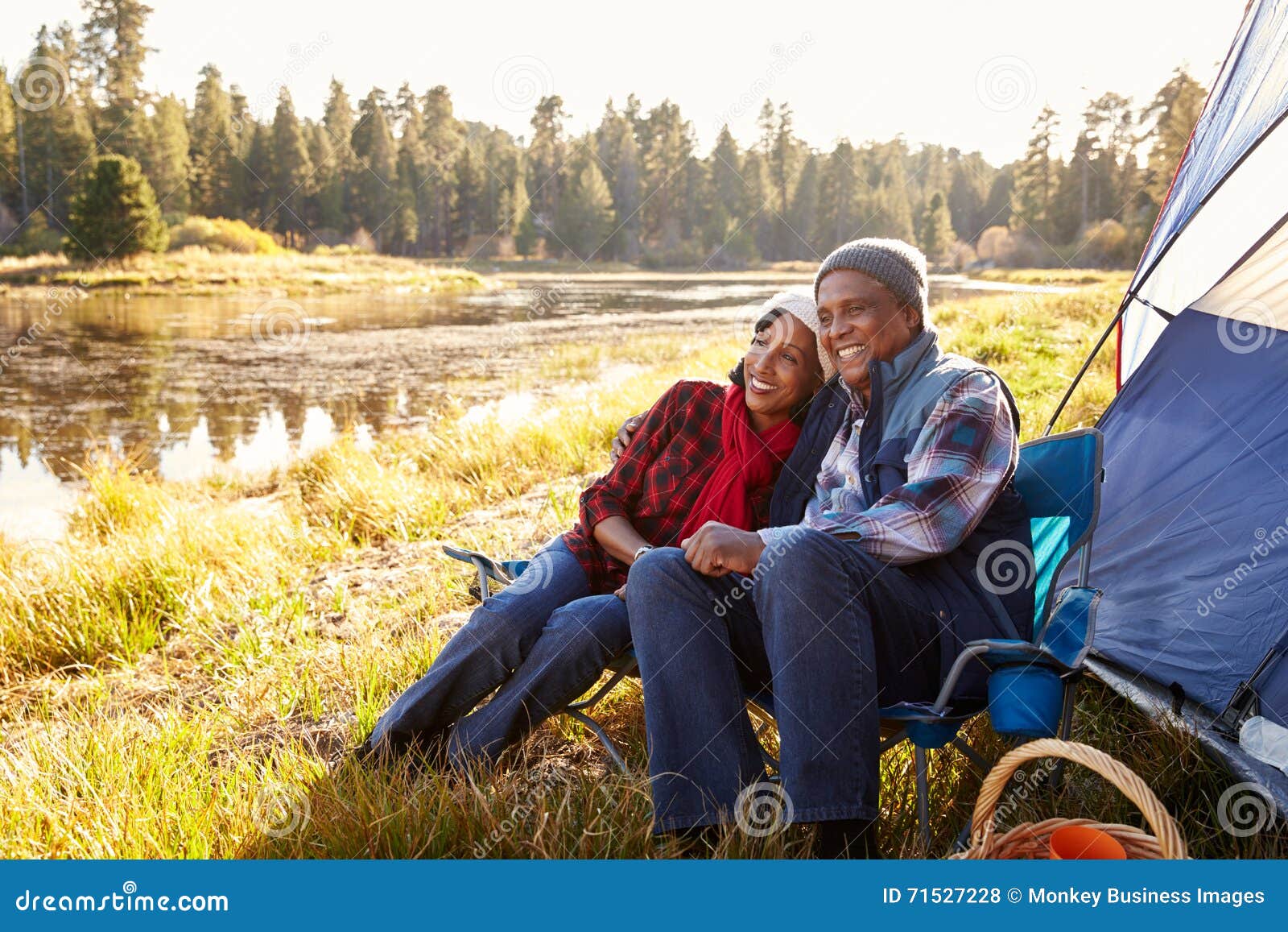 Senior Couple on Autumn Camping Trip Stock Photo - Image of person ...