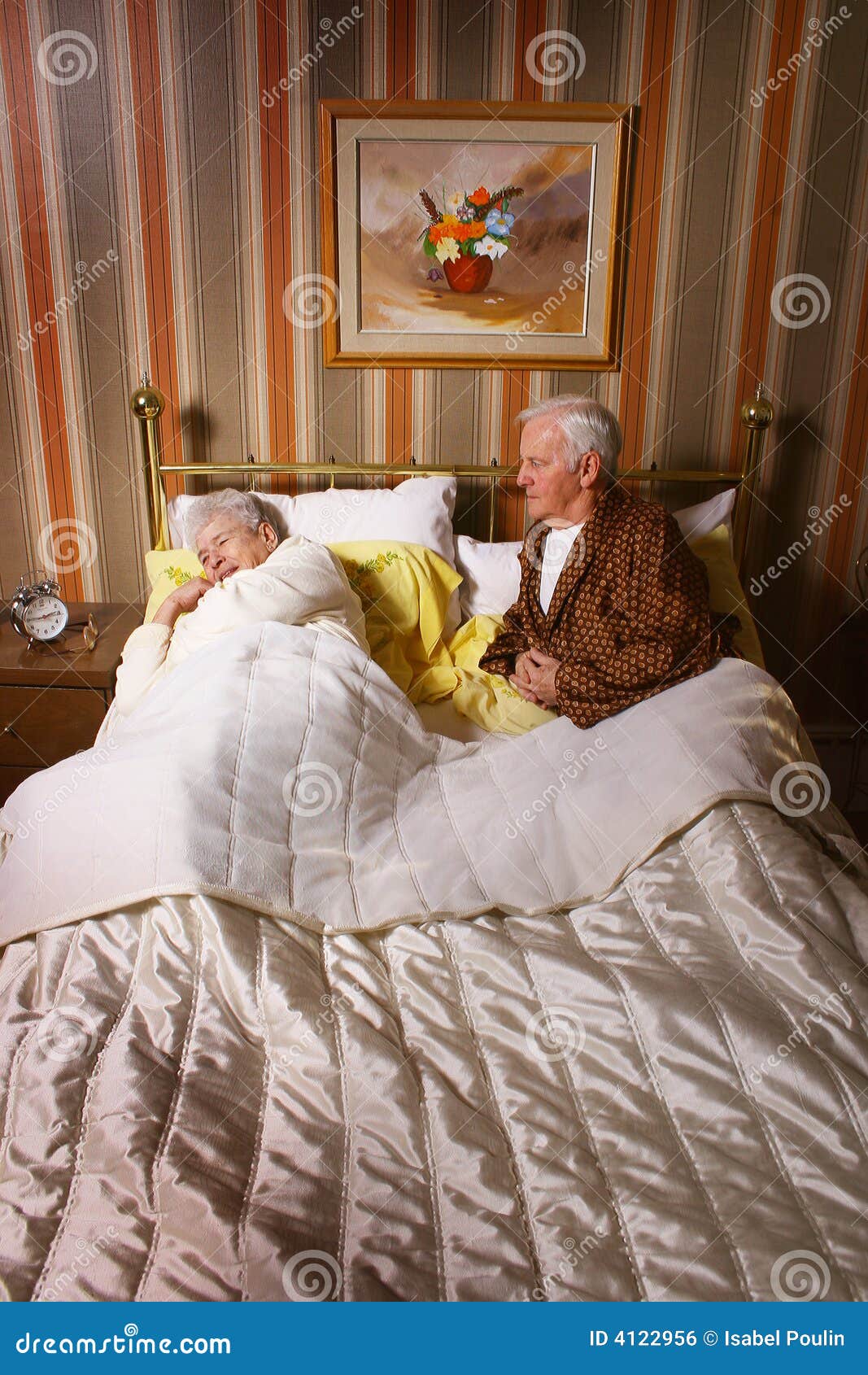 Senior couple in bed stock photo. Image of female, people - 4122956