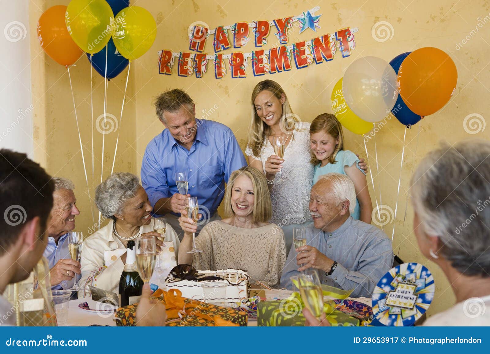 Senior Couple Celebrating Retirement Party Stock Image - Image of ...