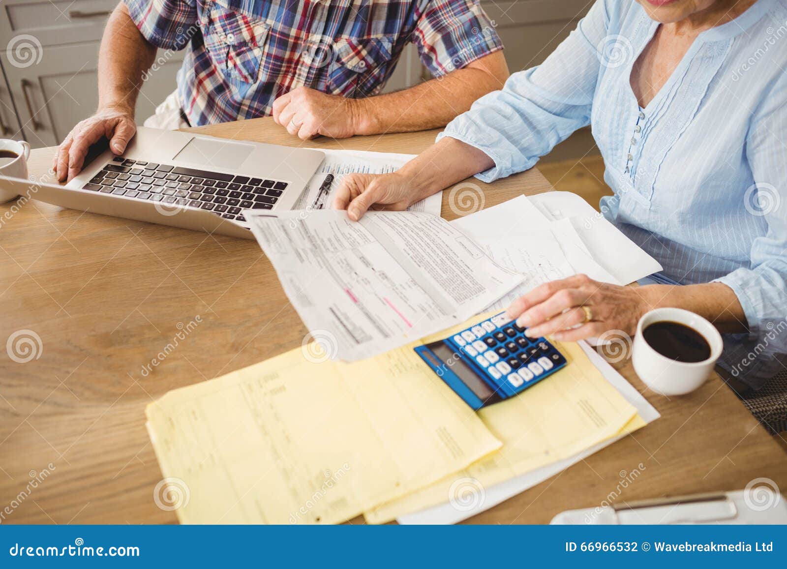 Senior Couple Checking Their Bills Stock Photo - Image of counting ...