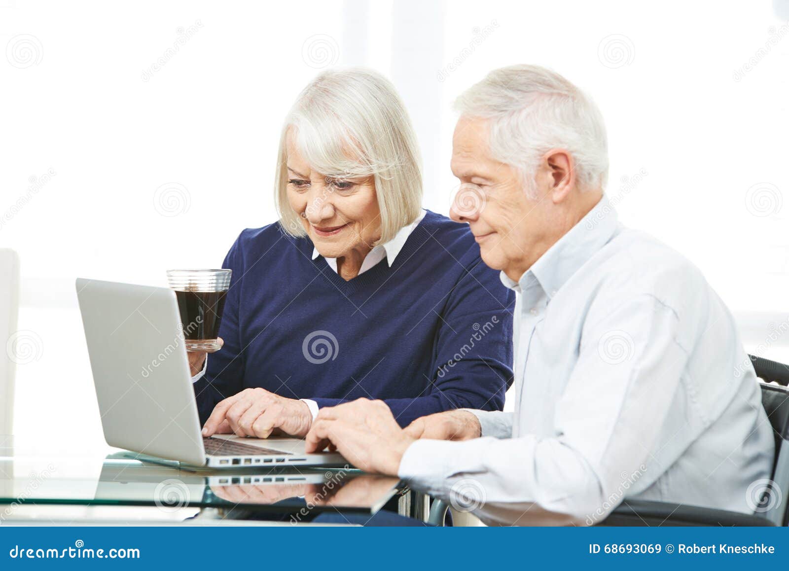 Senior Couple with Computer Surfing the Internet Stock Image - Image of ...