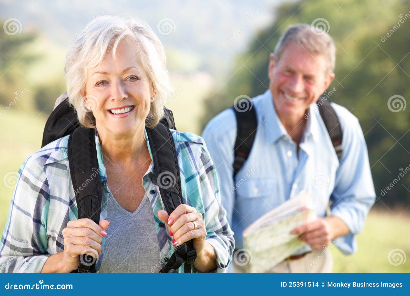 Senior Couple on Country Walk Stock Photo - Image of healthy ...