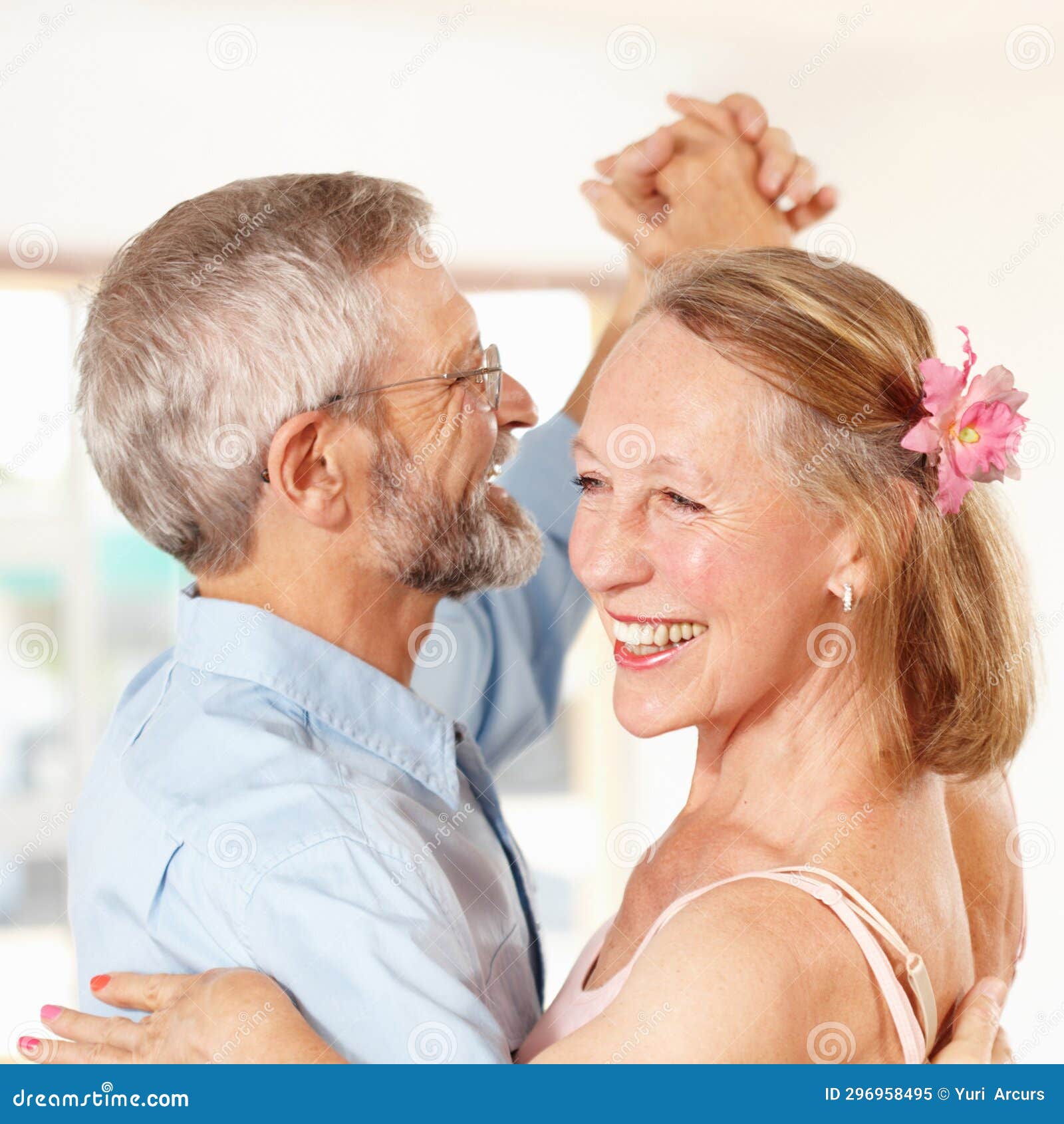 Senior Couple Dancing And Happy In Home Romantic And Ballroom For Fun