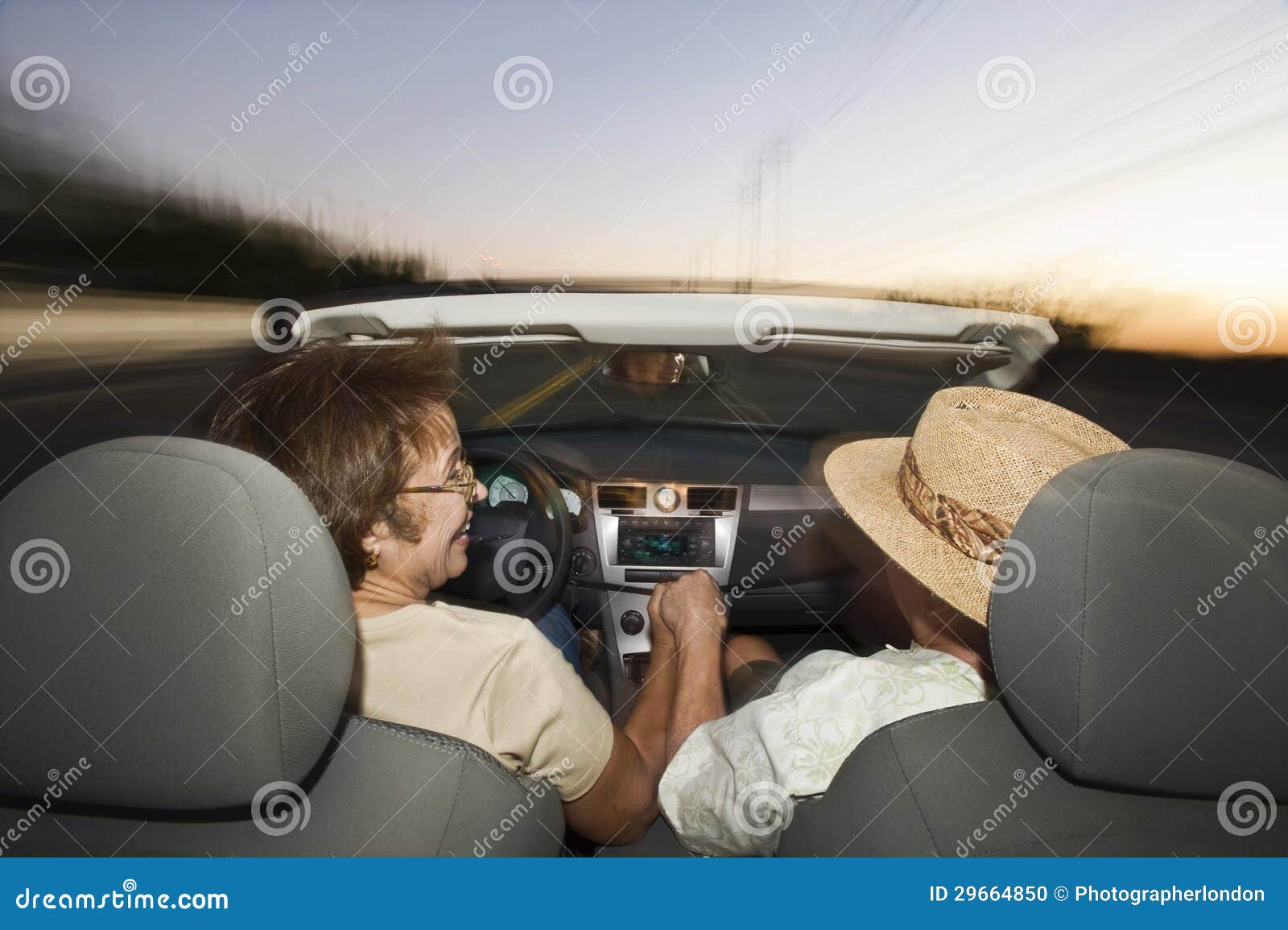 Senior Couple Driving Convertible Stock Photo - Image of convertible ...