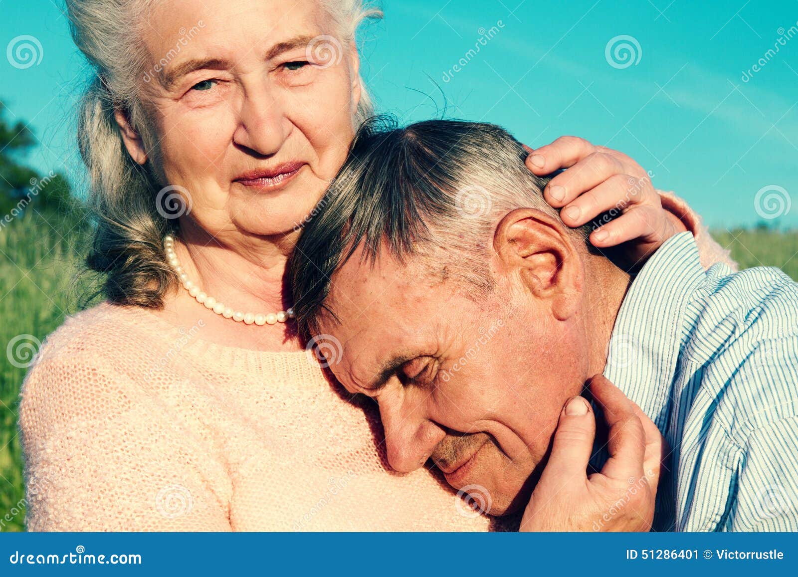 Senior Couple Embracing Each Other In Countryside Stock Image Image