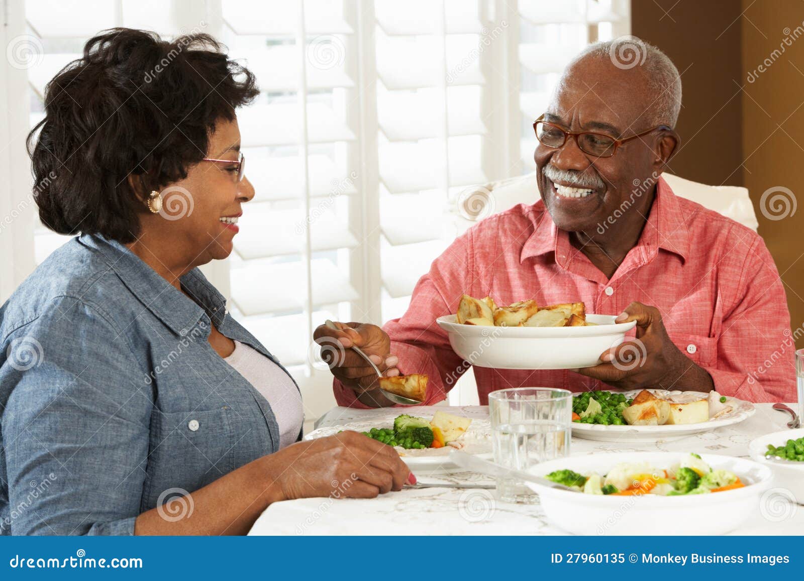 Senior Couple Enjoying Meal at Home Stock Image - Image of food, home ...