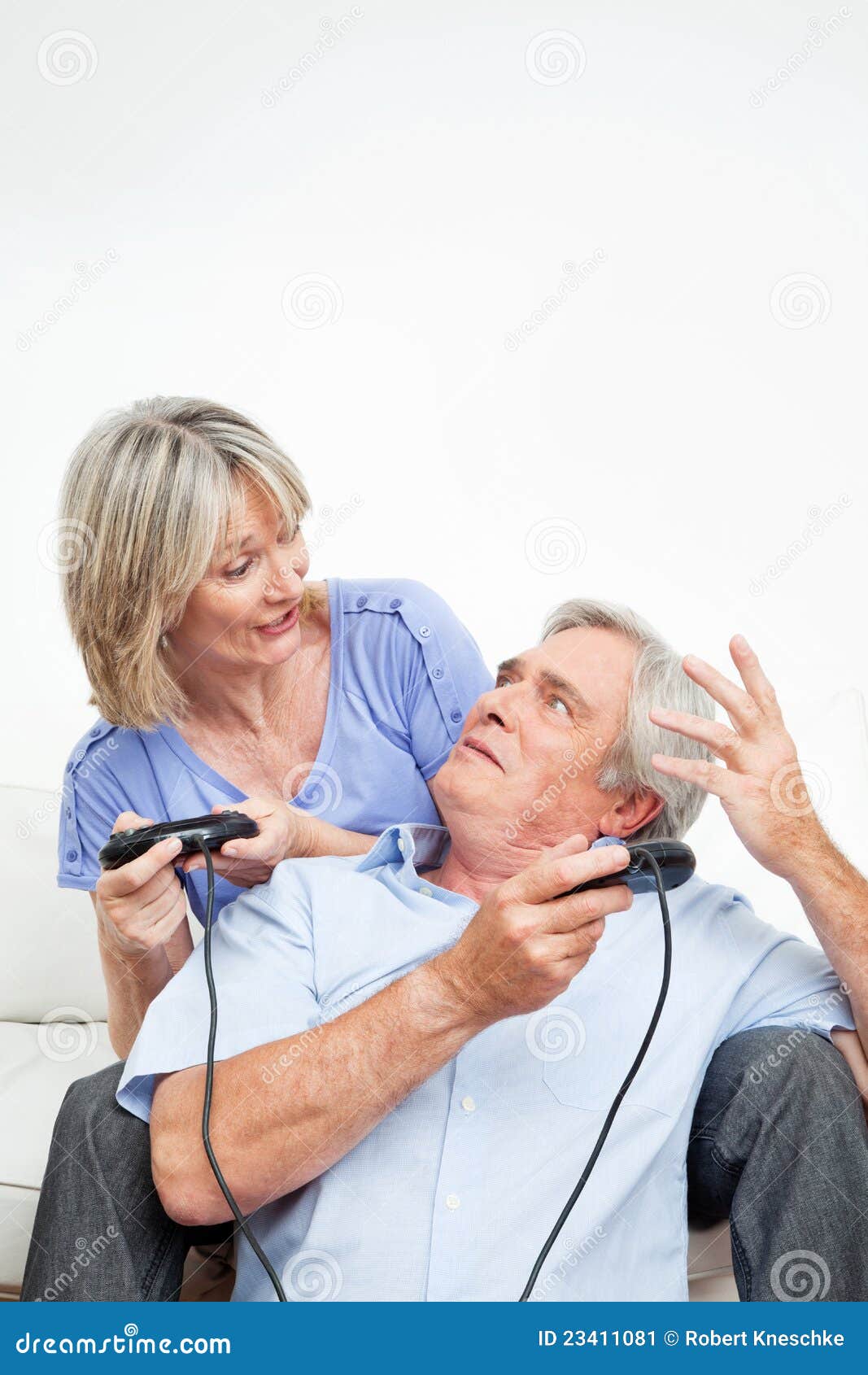 Senior Couple with Game Controller Stock Image - Image of game ...