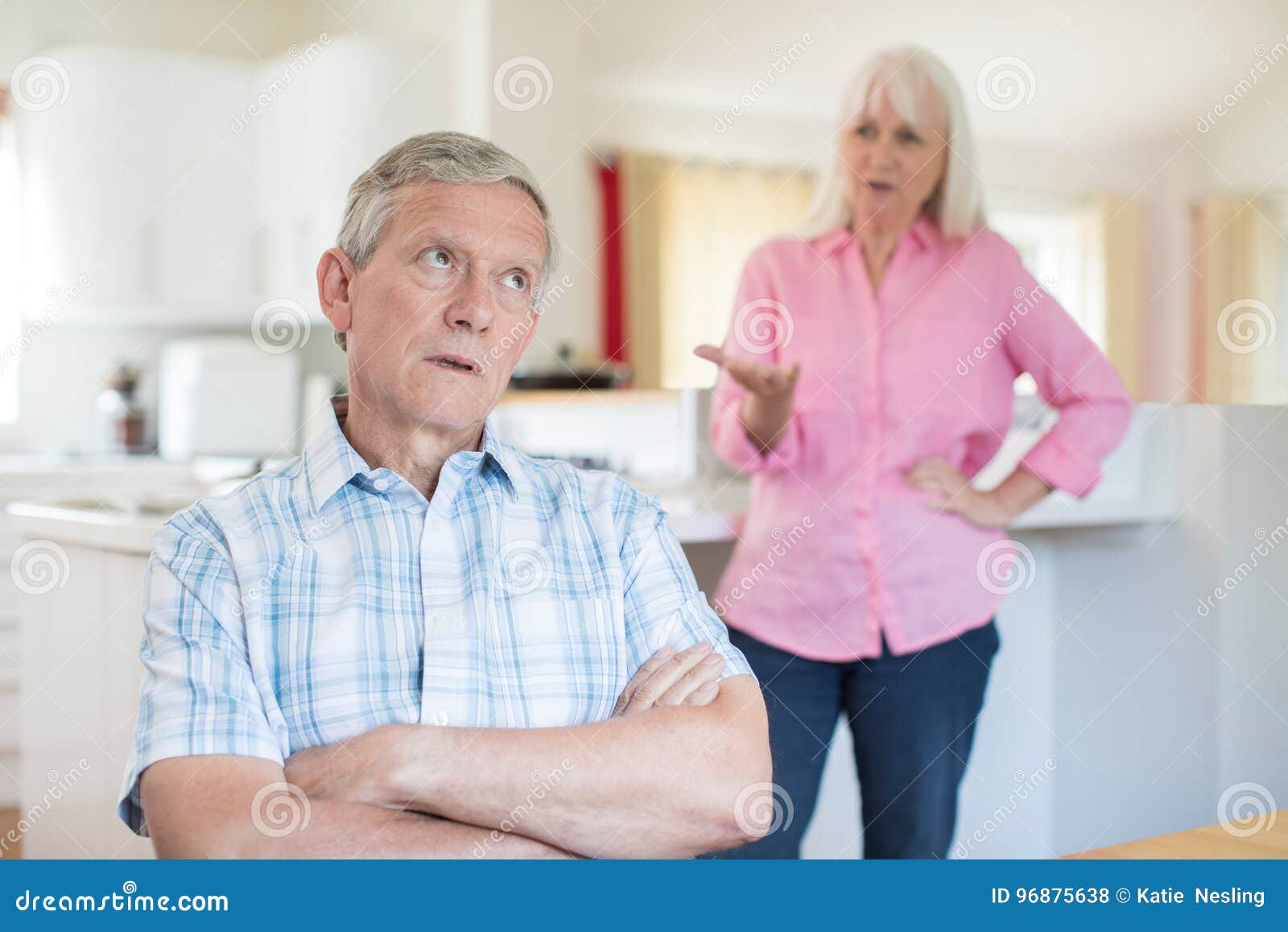 Senior Couple Having Argument at Home Stock Photo - Image of fighting ...