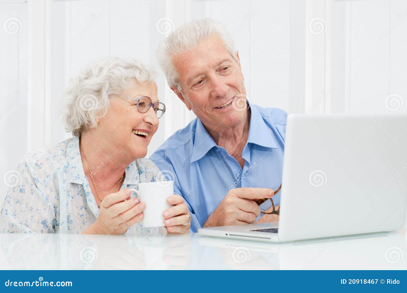 Senior couple at laptop stock image. Image of elderly - 20918467