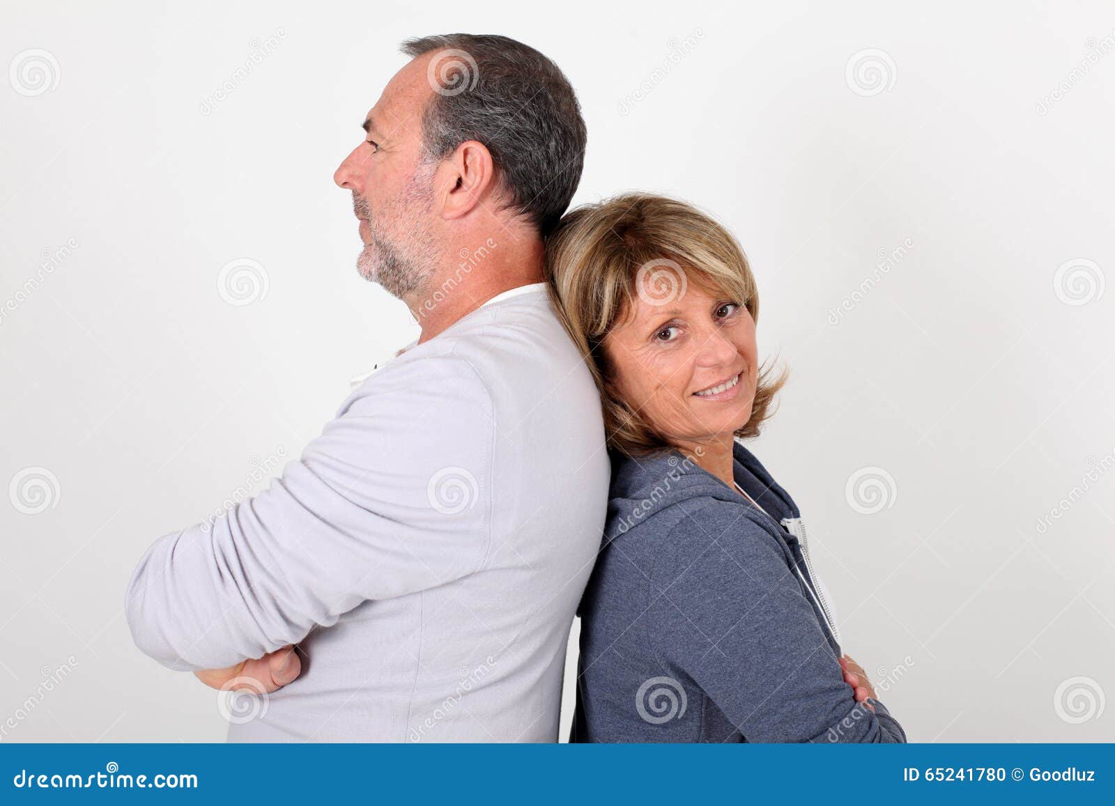 Senior Couple Leaning Backs on Eachother Stock Photo - Image of relaxed ...