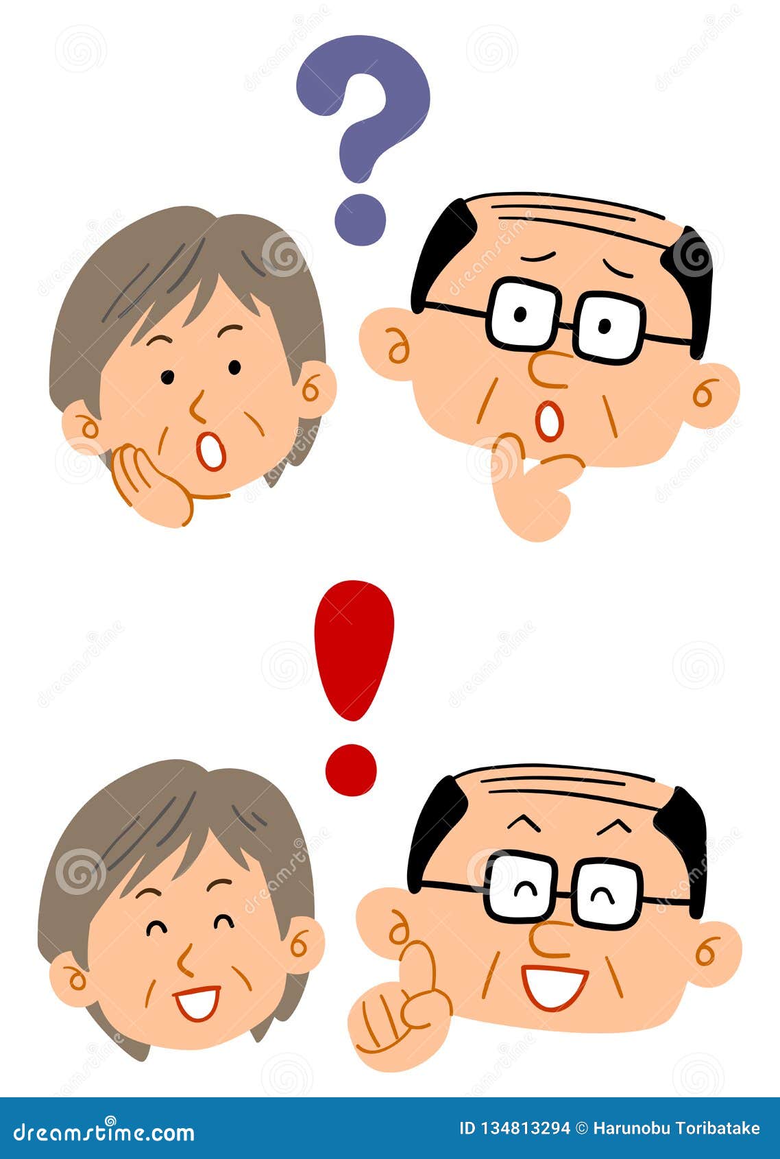 Senior Couple Question and Solution Set Stock Vector - Illustration of ...