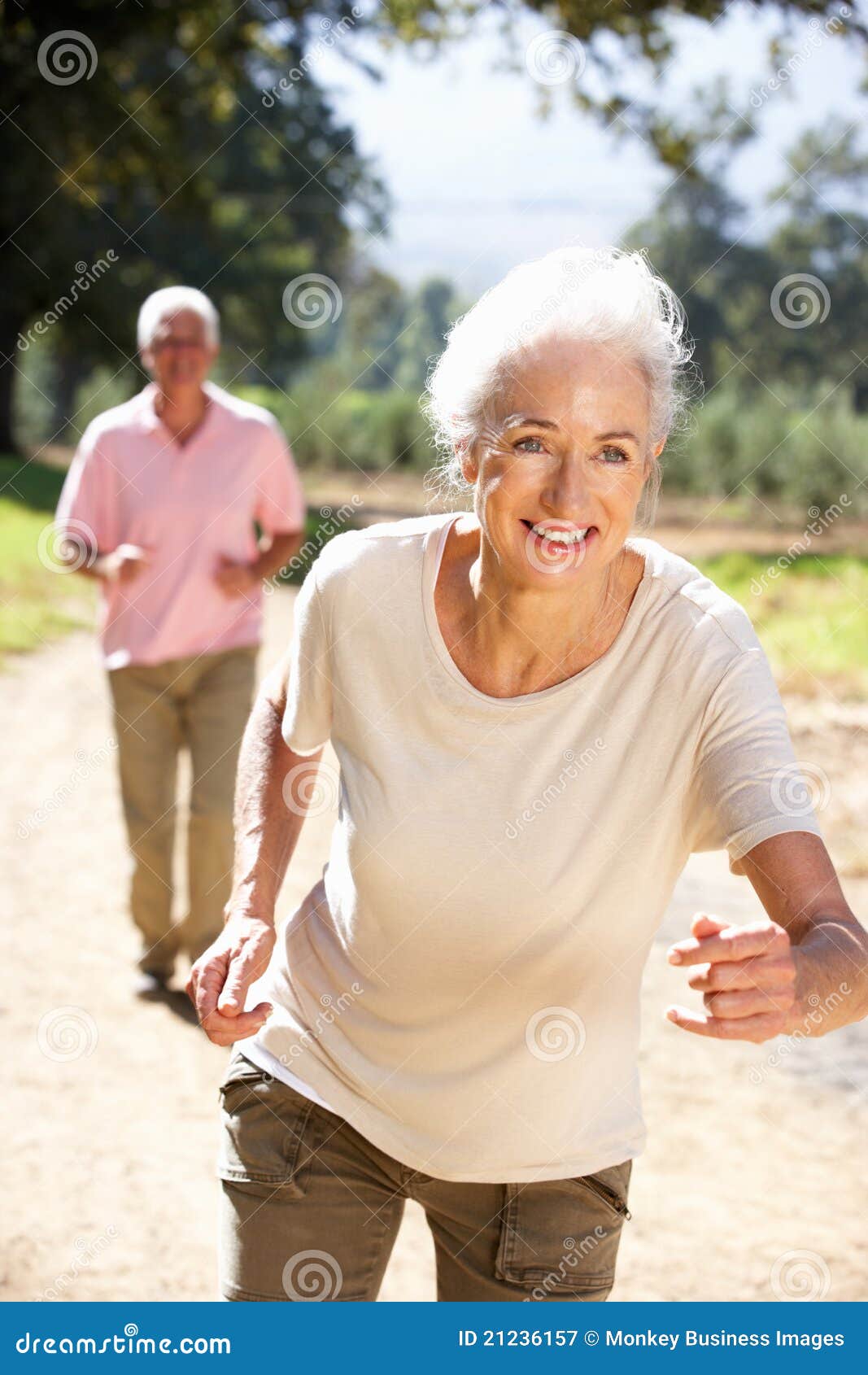 Senior Couple Running in Country Stock Image - Image of happy, camera ...