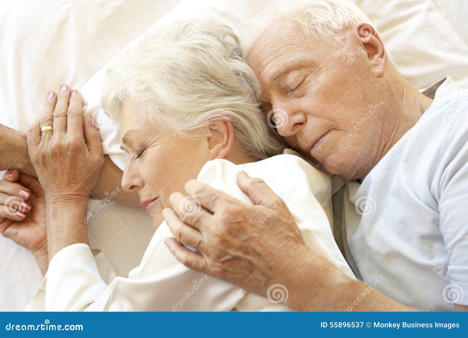 Senior Couple Sleeping in Bed Stock Image - Image of asleep, indoors ...