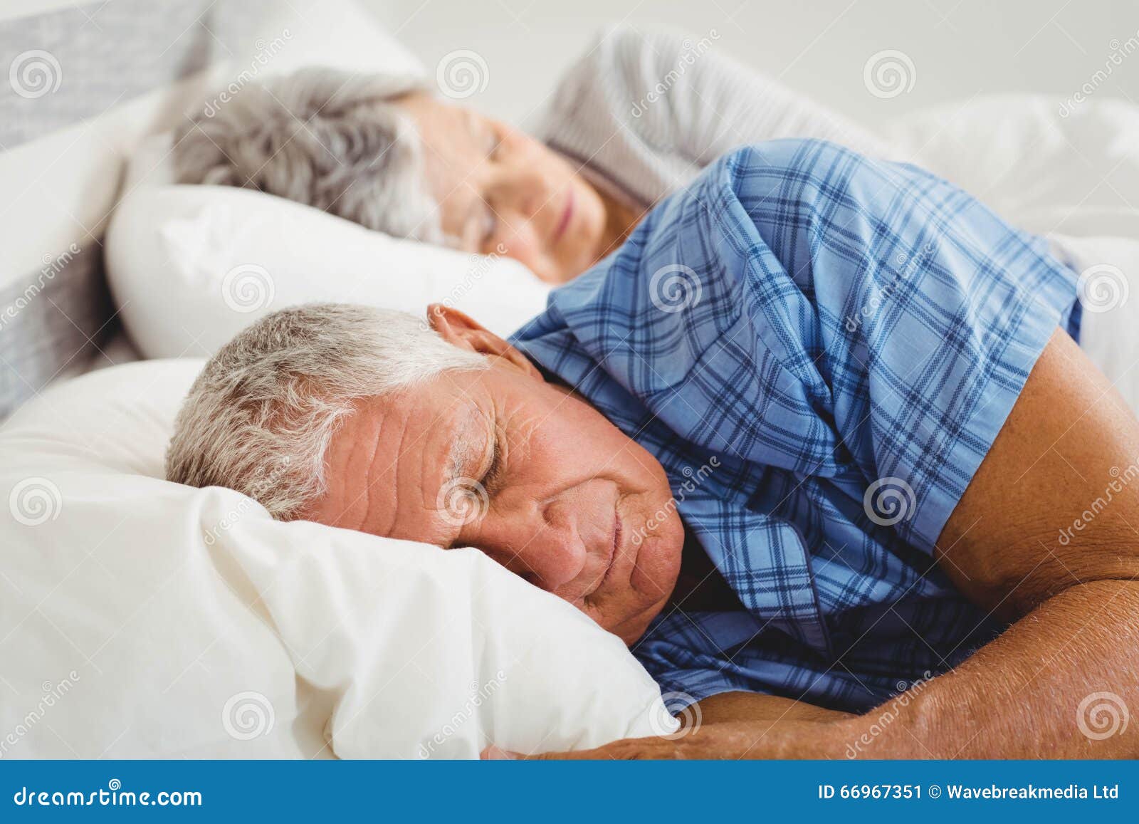 Senior Couple Sleeping on Bed Stock Image - Image of relationship ...