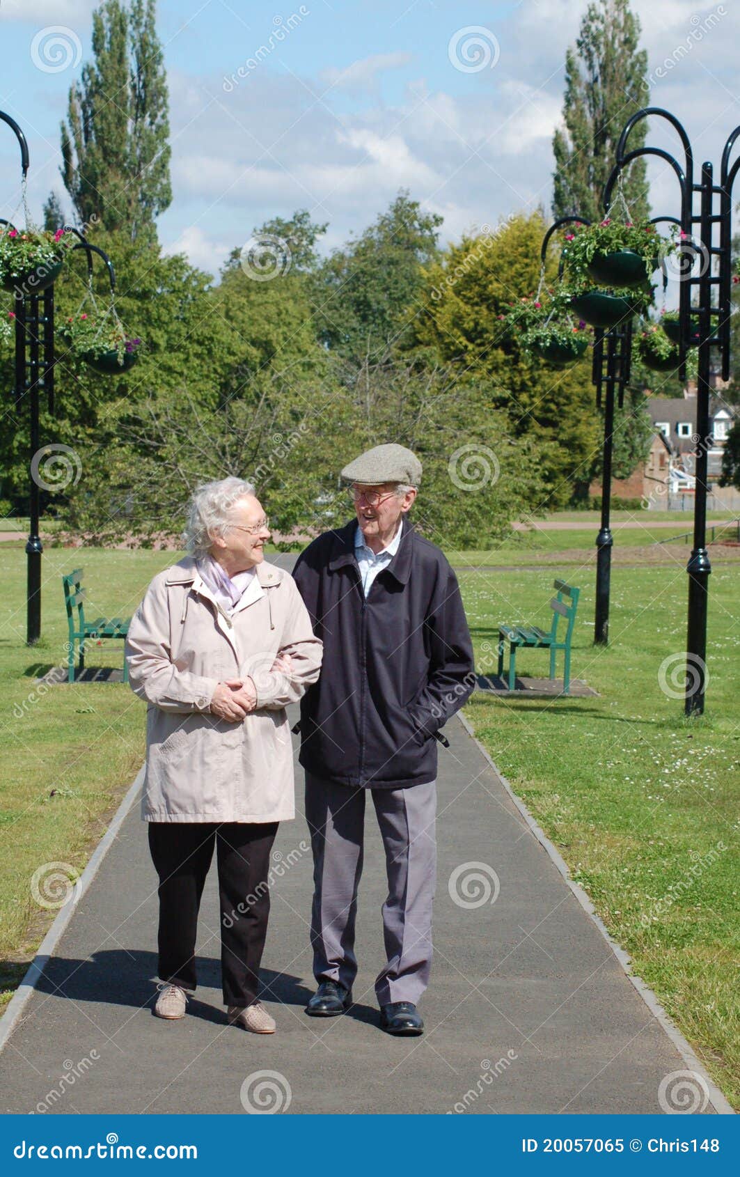 Senior Couple Strolling in the Park Stock Image - Image of lady ...