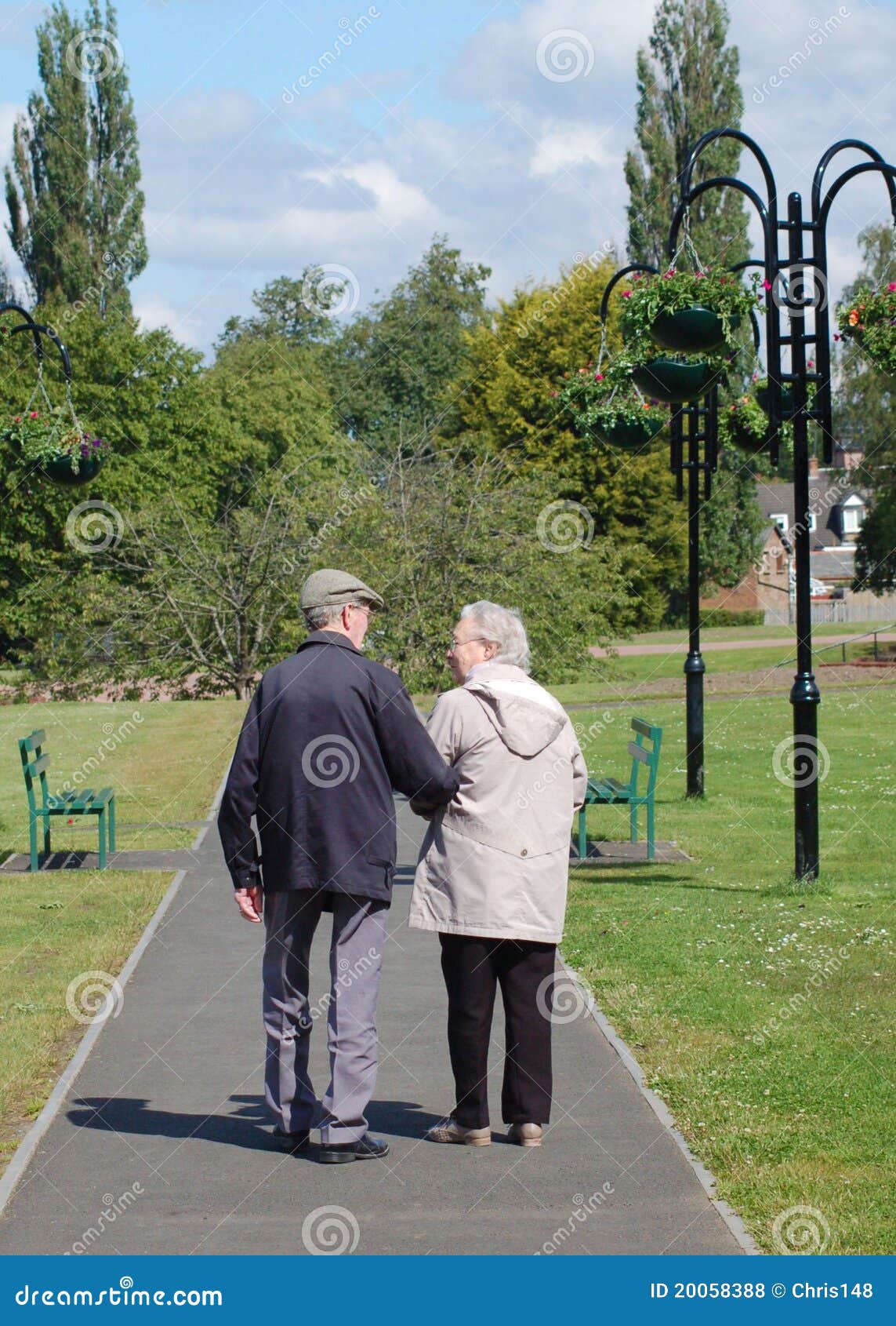 Senior Couple Strolling in the Park Stock Photo - Image of pensioner ...