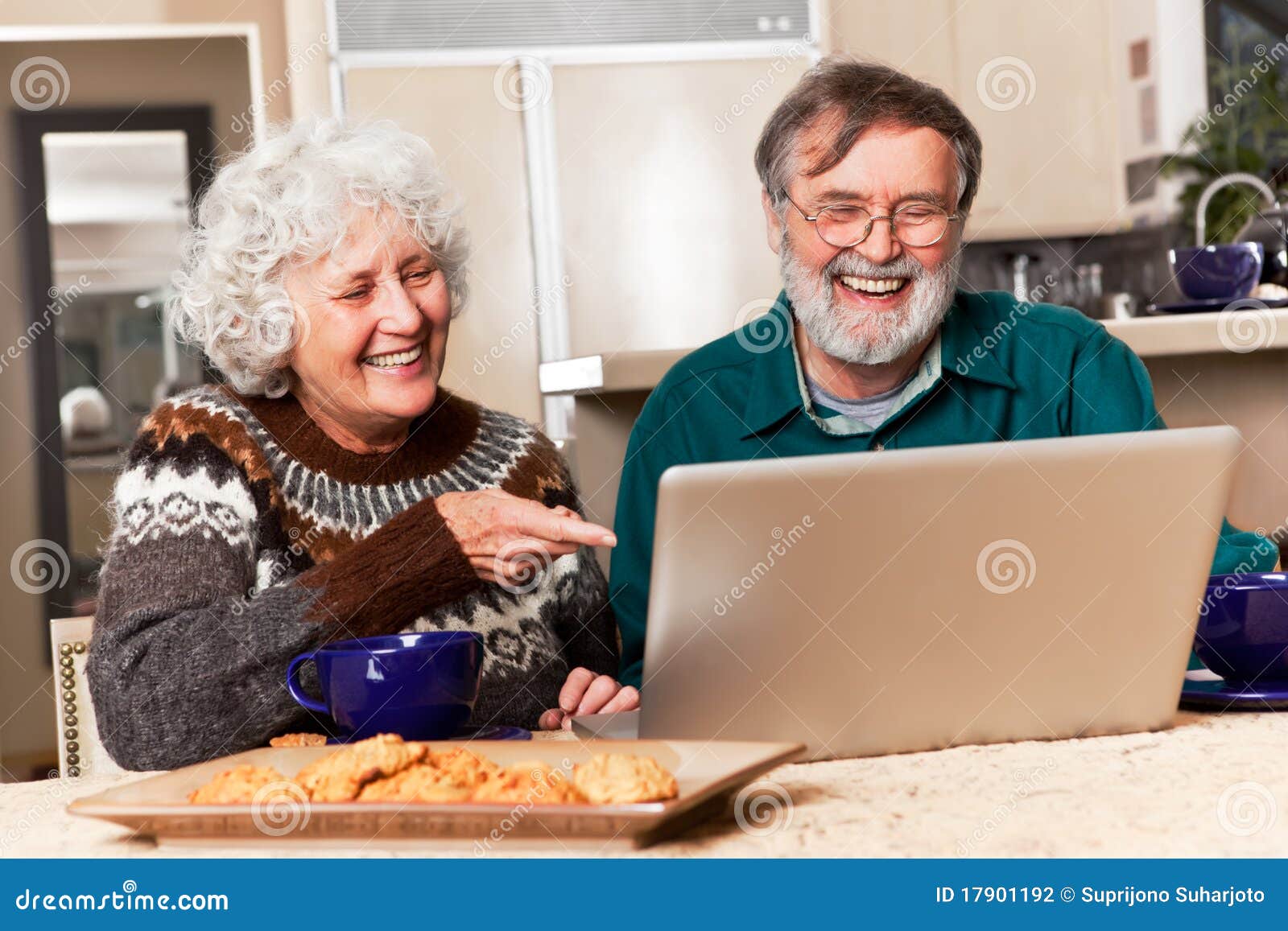Senior Couple Using Computer Stock Photo - Image of grandparents ...