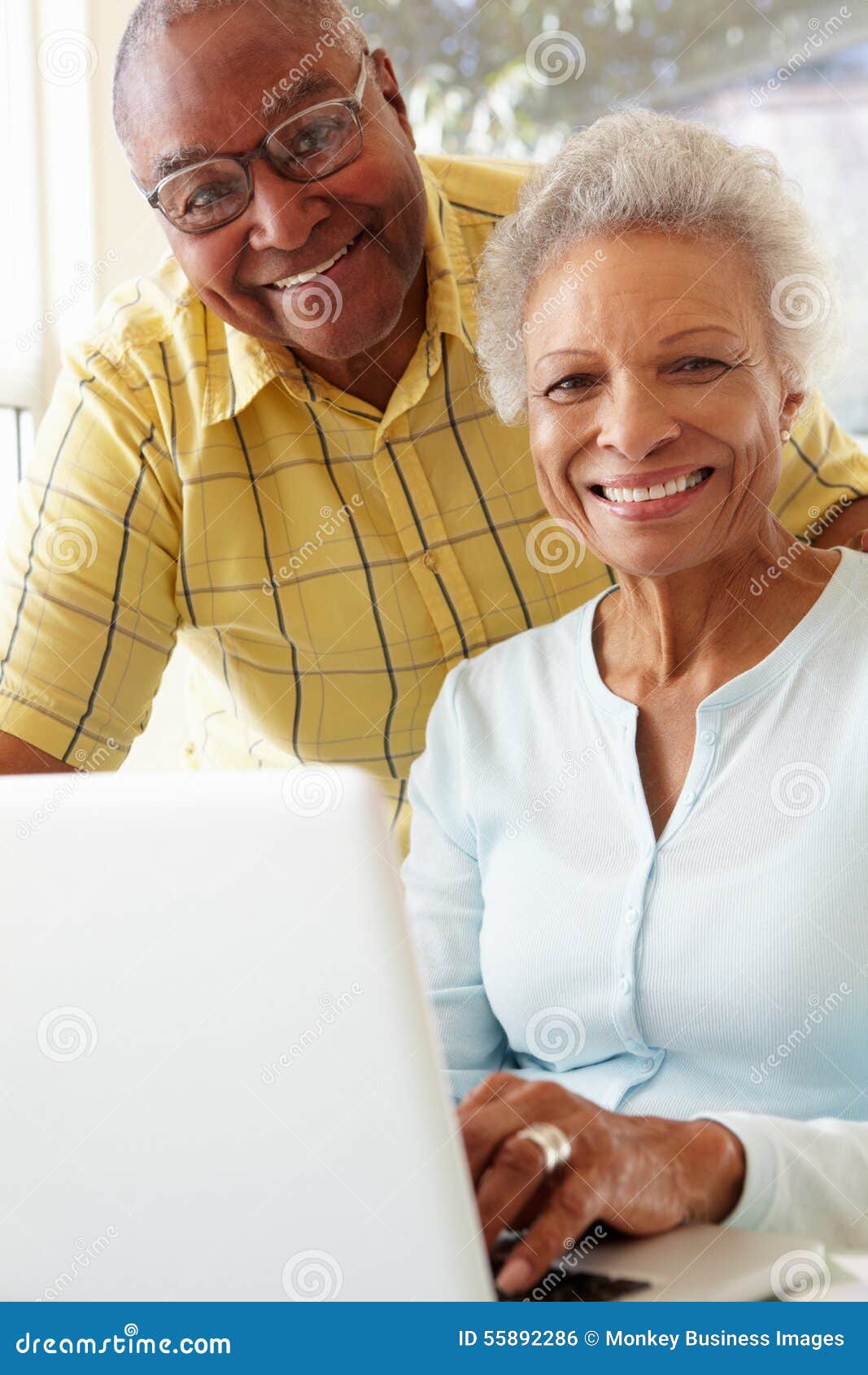 Senior Couple Using Laptop at Home Stock Photo - Image of internet ...