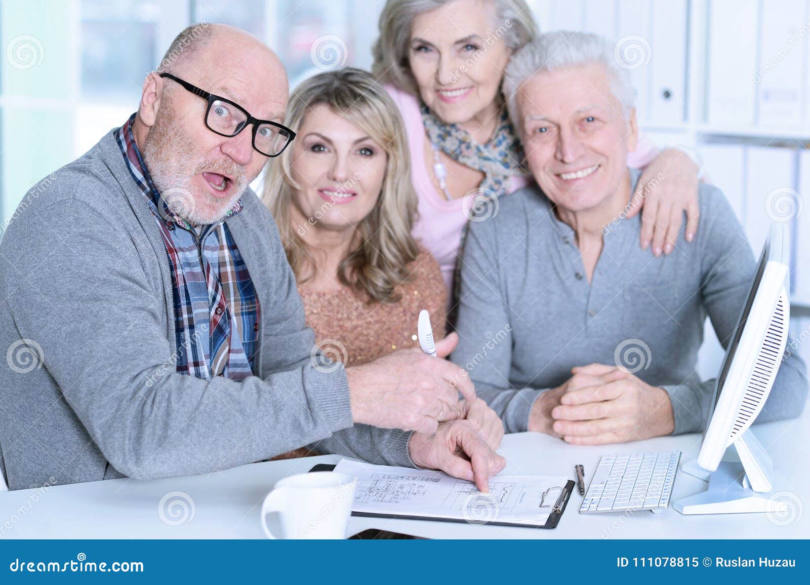 Senior Couples Playing Computer Game Stock Image - Image of table, life ...