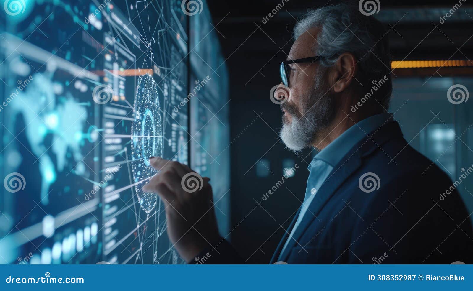 Senior Data Analyst Interpreting Information on Screens AIG41 Stock ...