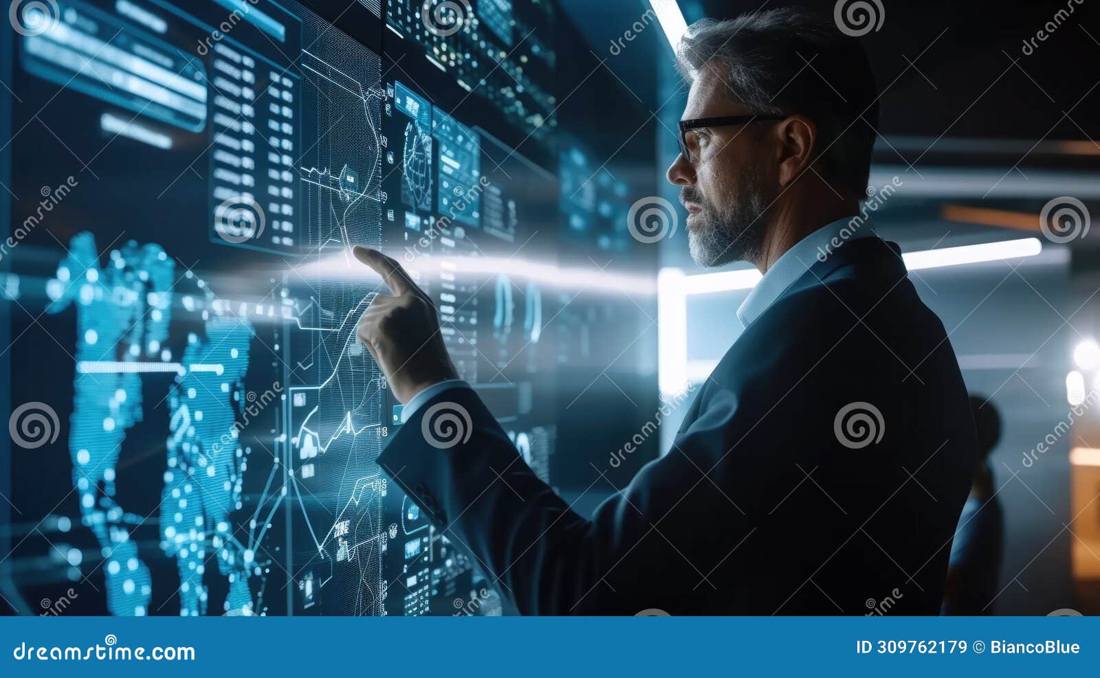 Senior Data Analyst Interpreting Information on Screens AIG41 Stock ...