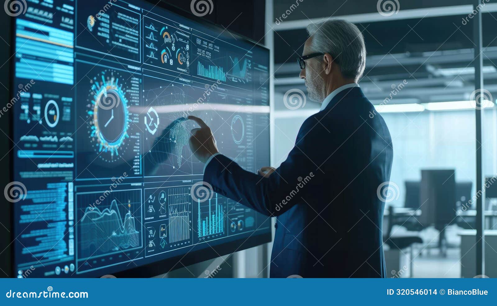 Senior Data Analyst Interpreting Information on Screens AIG41 Stock ...