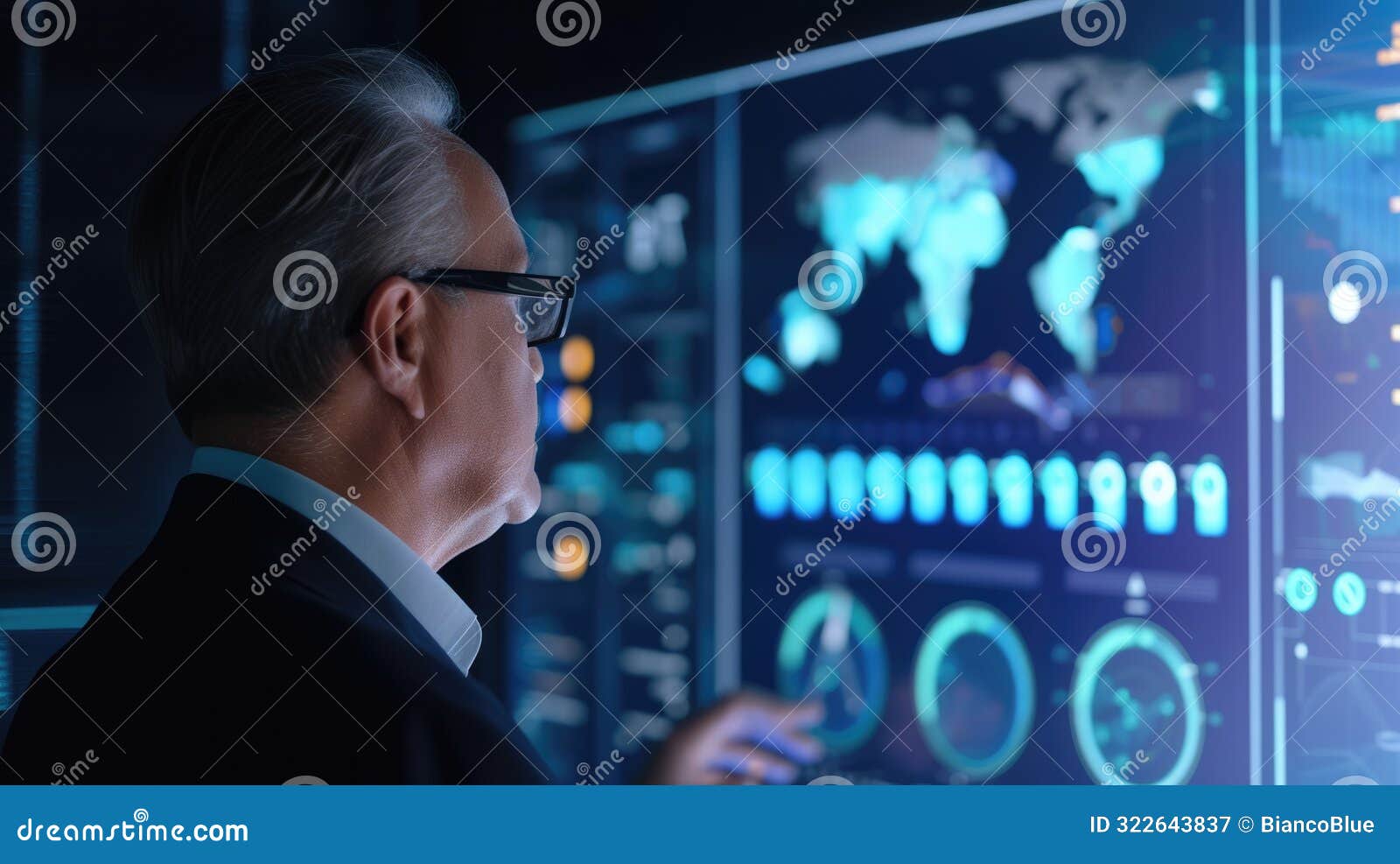 Senior Data Analyst Interpreting Information on Screens AIG41 Stock ...
