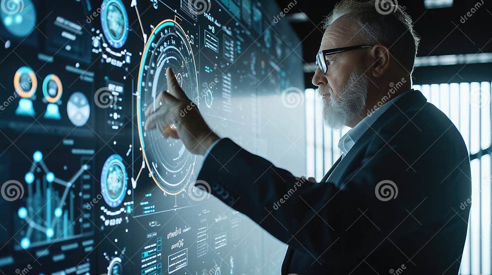 Senior Data Analyst Interpreting Information on Screens AIG41 Stock ...